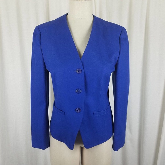 Pendleton | Jackets & Coats | Vintage Pendleton Collarless Pure Virgin Wool Cobalt Blazer Jacket ...